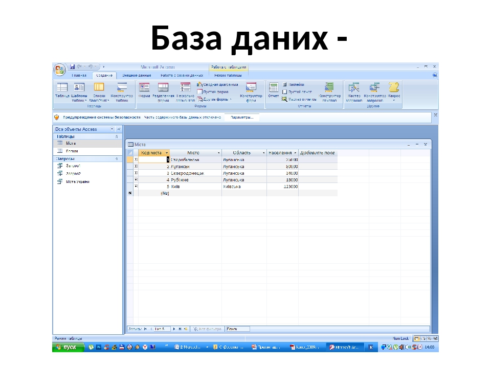 Електронна презентація до теми Запити в базі даних Типи запитів