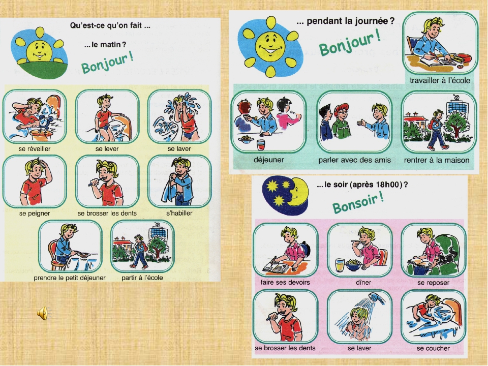 Урок "Mon emploi du temps. v Le week-end von se repose ou on travaille?"