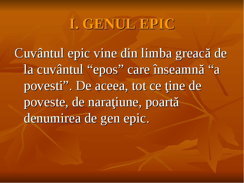 Prezentare la tema: „Genuri și specii literare”