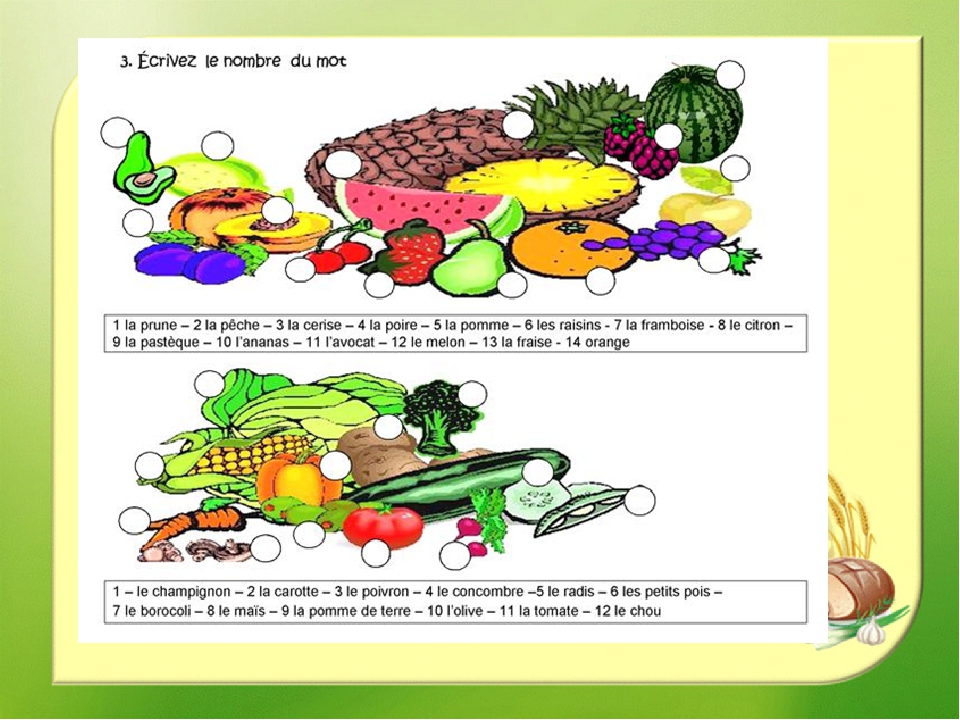 Презентація "La nourriture.L'article partitif"