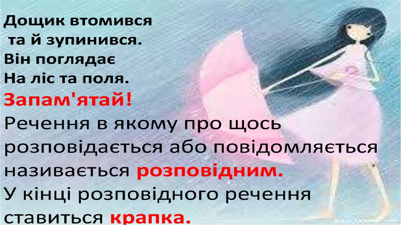 Презентація уроку з теми Розповідні речення 2 клас
