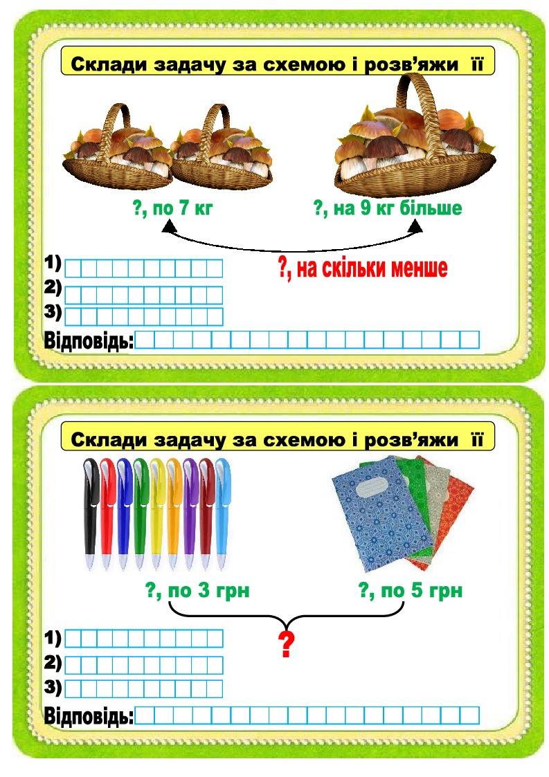 Схеми до задач 2 клас Інші методичні матеріали Математика